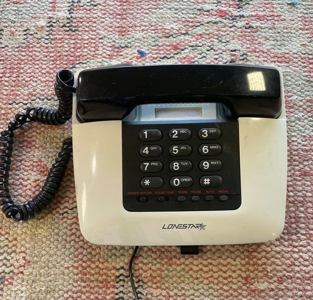 Vintage 1980s Lonestar White and Black Wedge Phone With Push Button ...