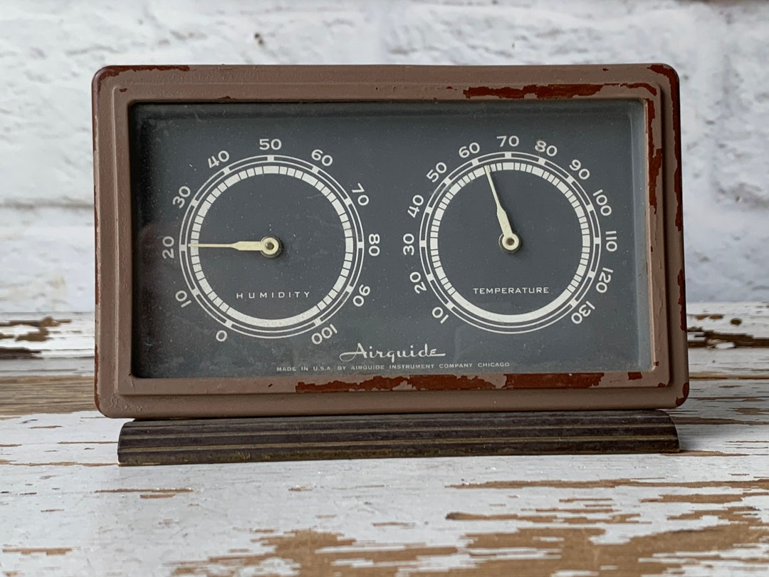 Vintage Analog Barometer Made in USA Temperature Humidity Table Top ...
