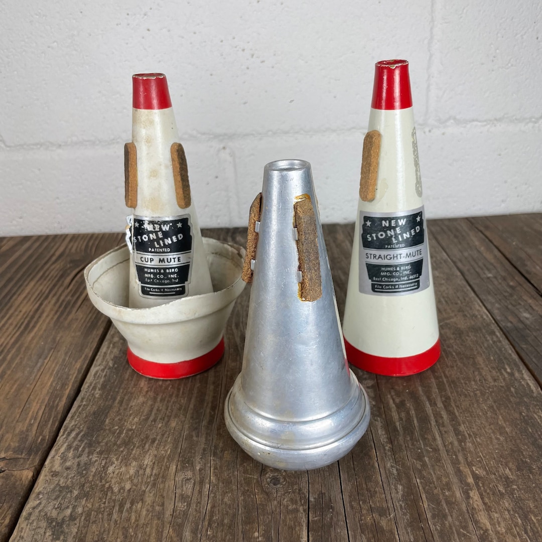 Vintage Humes & Berg Cup Mute Straight-mute Stone Lined Tom Crown Bb ...