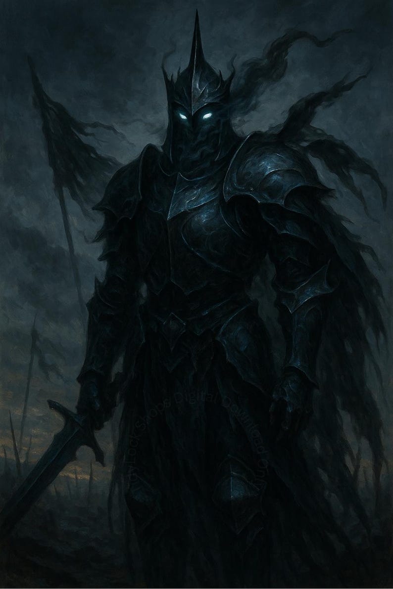 Dark Knight Printable Art | Gothic Fantasy Warrior (digital Download ...