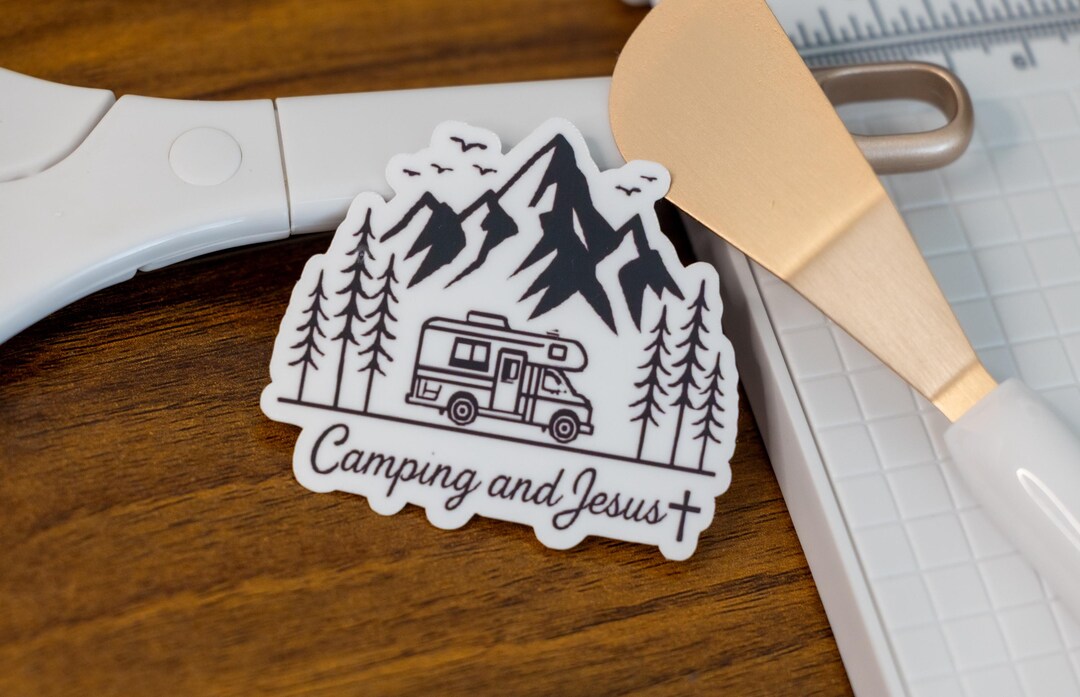Camping and Jesus Vinyl Sticker | Camping | Waterproof | Jesus - Etsy
