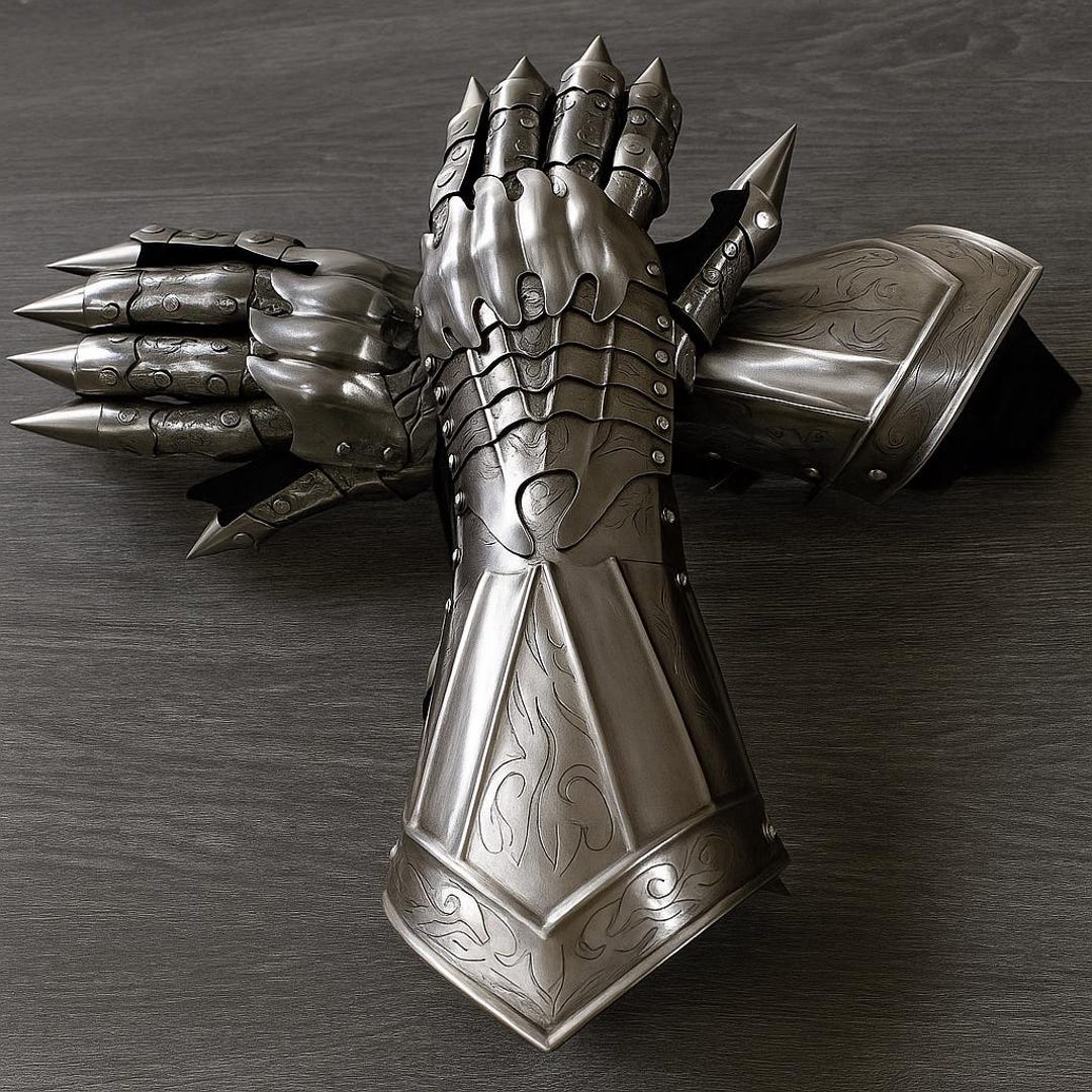 Medieval Nazgul Etched Gauntlets: Silver Armor Cosplay Gloves - Etsy