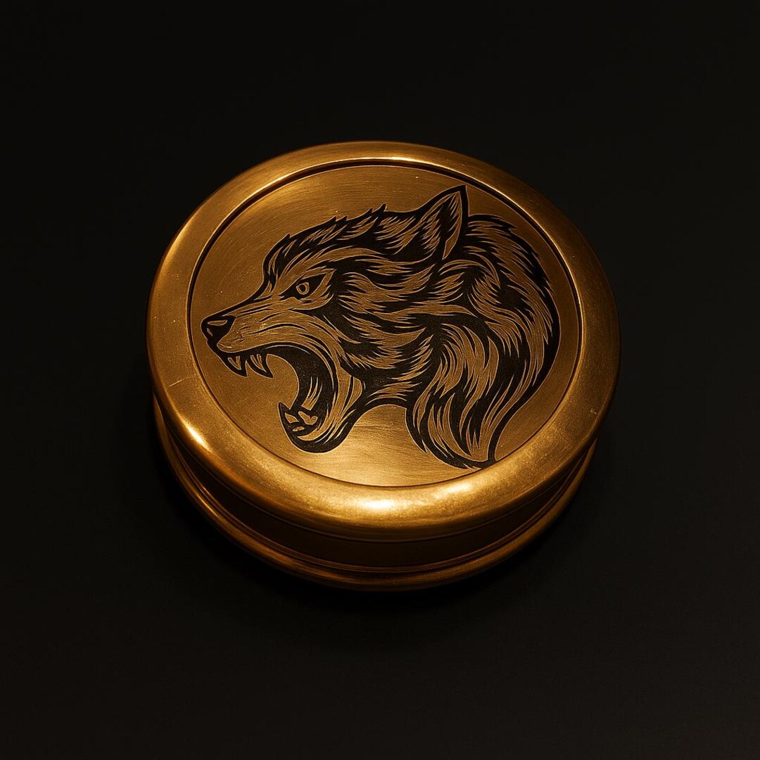 Engraved Wolf Compass: Custom Brass Compass With Optional Leather Case ...