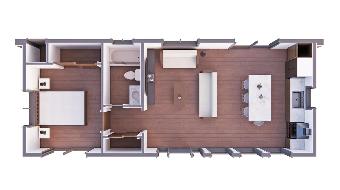 The Modern Skillion - ADU Plans - Open Plan Design - Accessory Dwelling ...