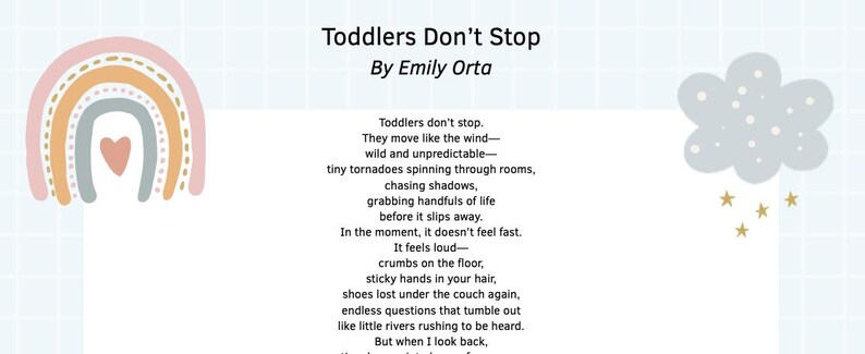 Toddlers Don't Stop Poem | by Emily Orta - Etsy