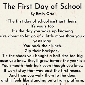 The First Day of School Poem | by Emily Orta - Etsy