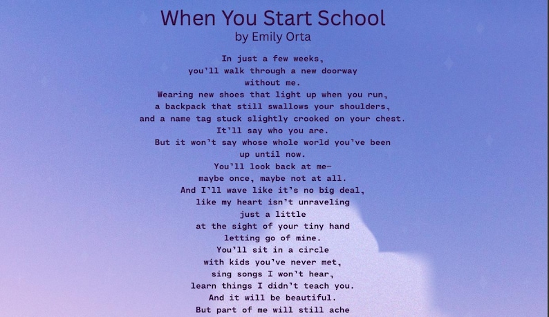 When You Start School Poem | by Emily Orta - Etsy