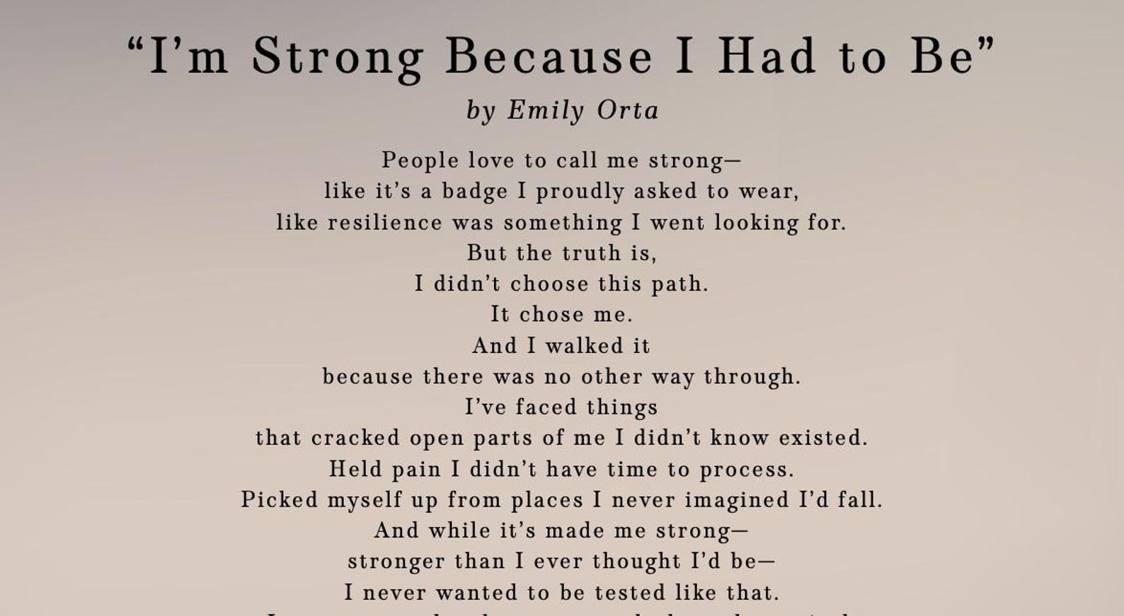 I'm Strong Because I Had to Be Poem | by Emily Orta - Etsy