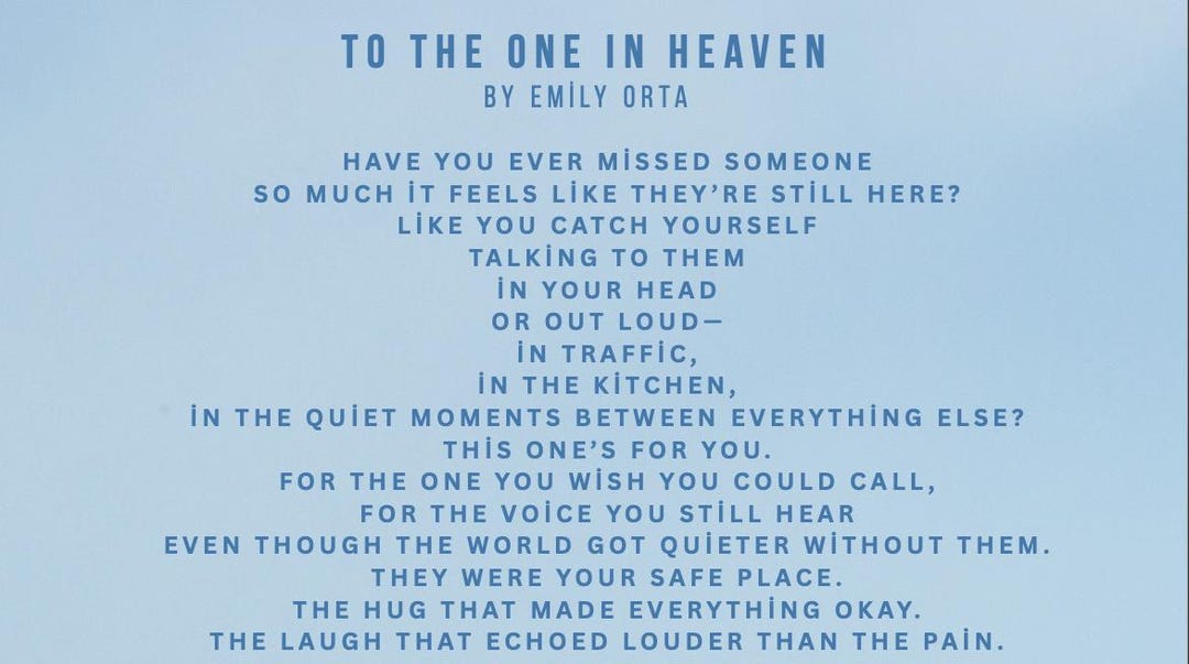 To the One in Heaven Poem | by Emily Orta - Etsy