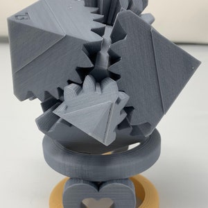 3D Printed Gear Cube With Heart Stand - Etsy