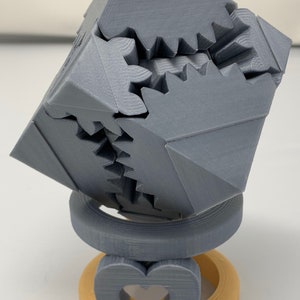 3D Printed Gear Cube With Heart Stand - Etsy