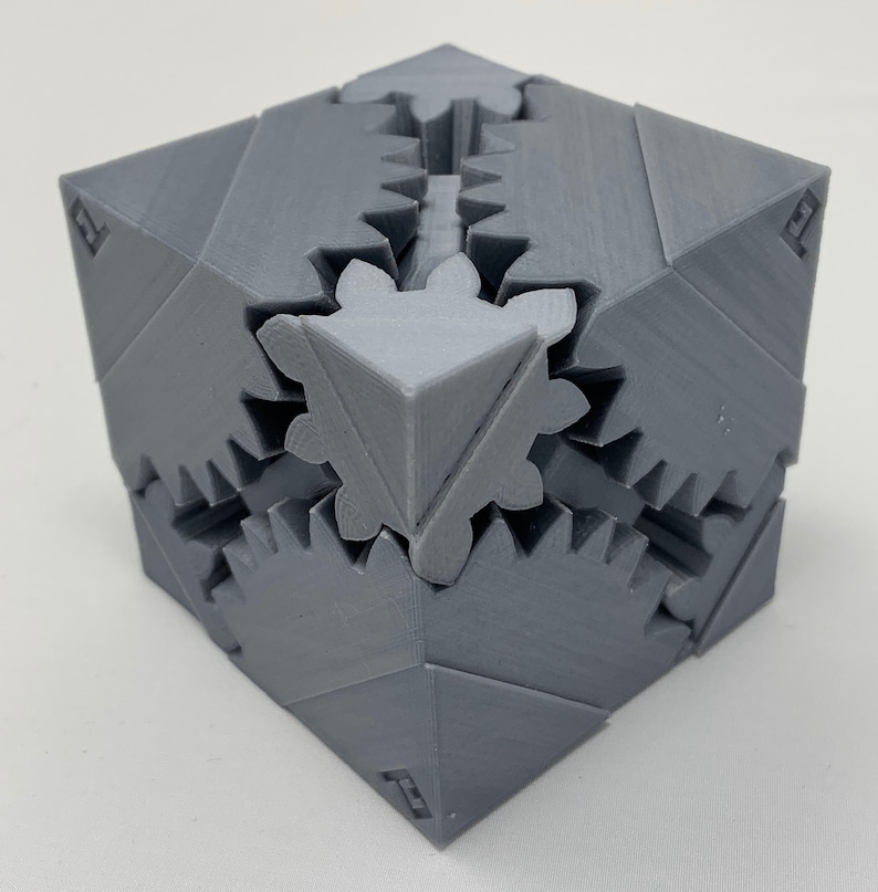 3D Printed Gear Cube With Heart Stand - Etsy