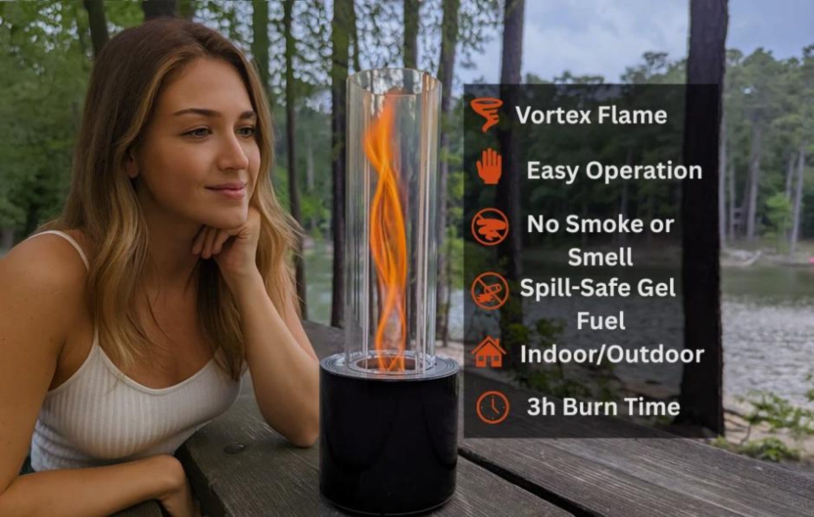 Twisted Flames Tabletop Fire Pit – Smokeless Gel Fuel Bowl, Indoor ...