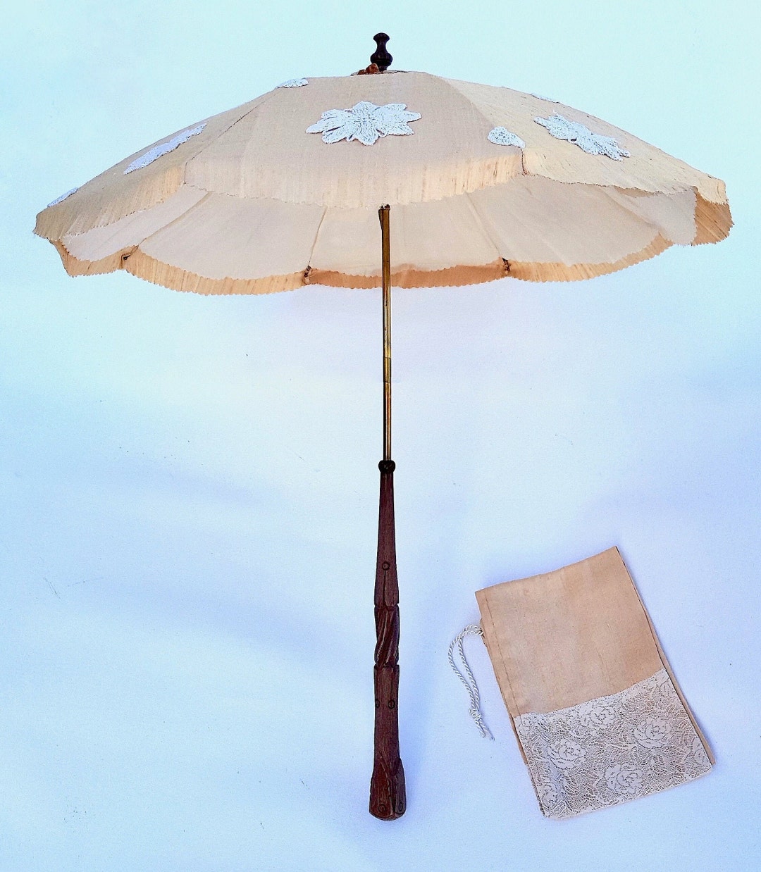 Unique Antique Petite Parasol Umbrella, in Cream & Pale Gold With ...