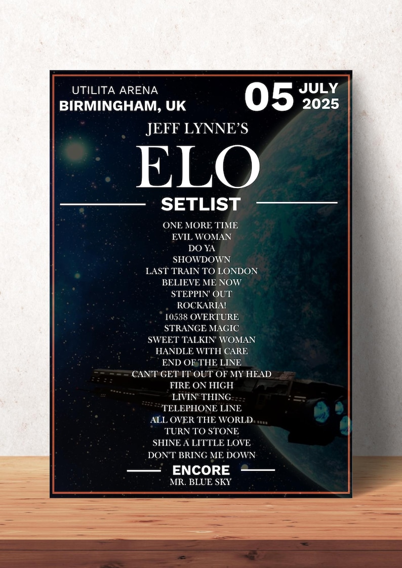 Jeff Lynne's ELO Tour Setlist Poster: Birmingham Concert Print (digital File) - Etsy