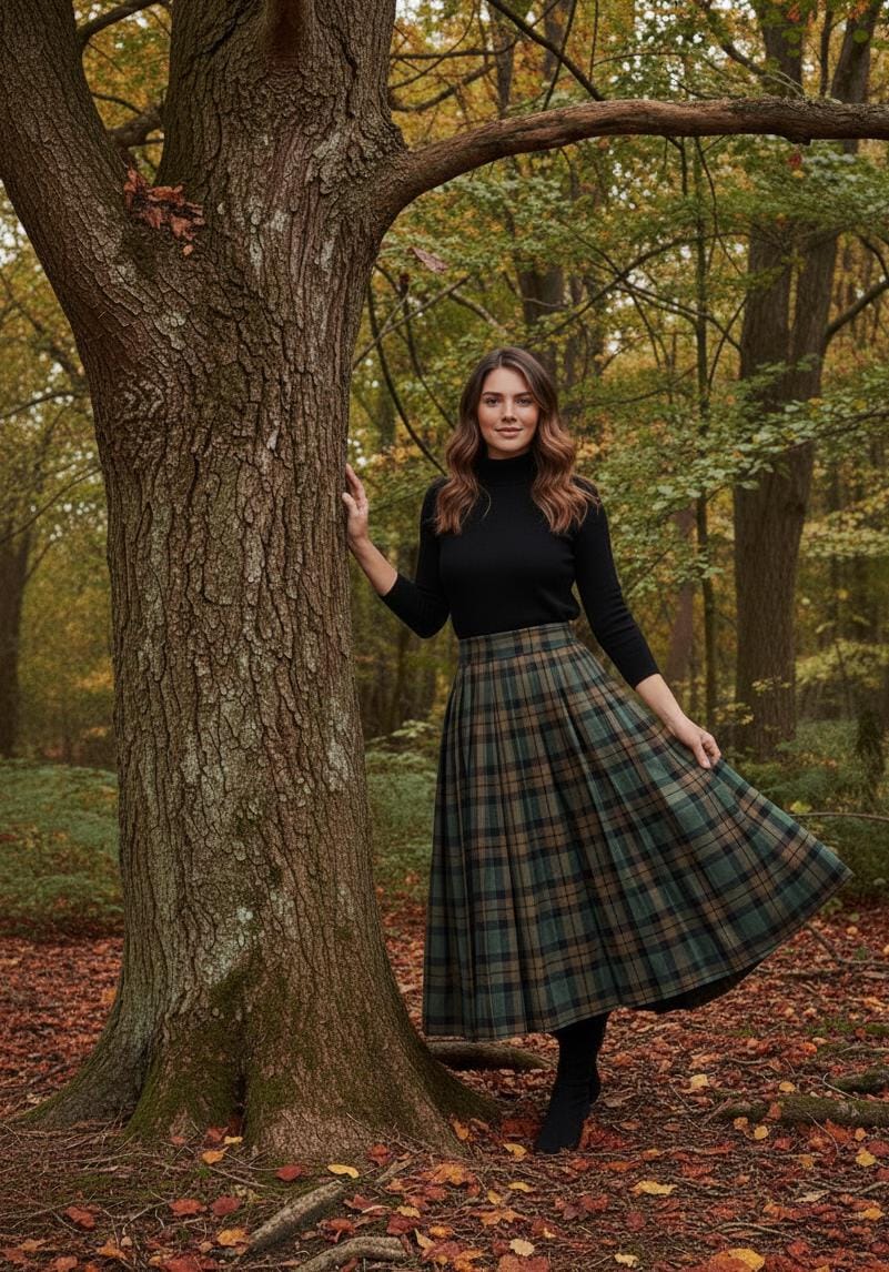 Women’s Handmade Highland Tartan Maxi Skirt Full Length Plaid Wrap Kilt ...