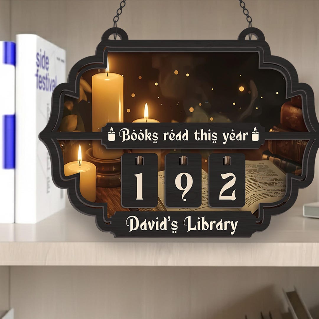 Vintage Candlelight Book Tracker Sign – Custom “books Read This Year ...