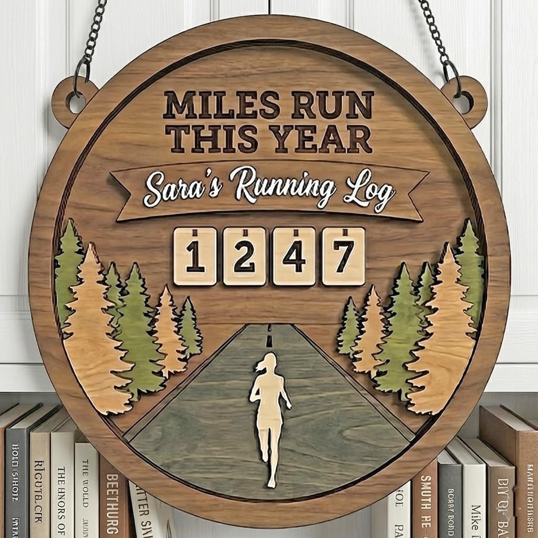 Personalized Running Miles Log Sign, Custom Marathon Mileage Tracker ...