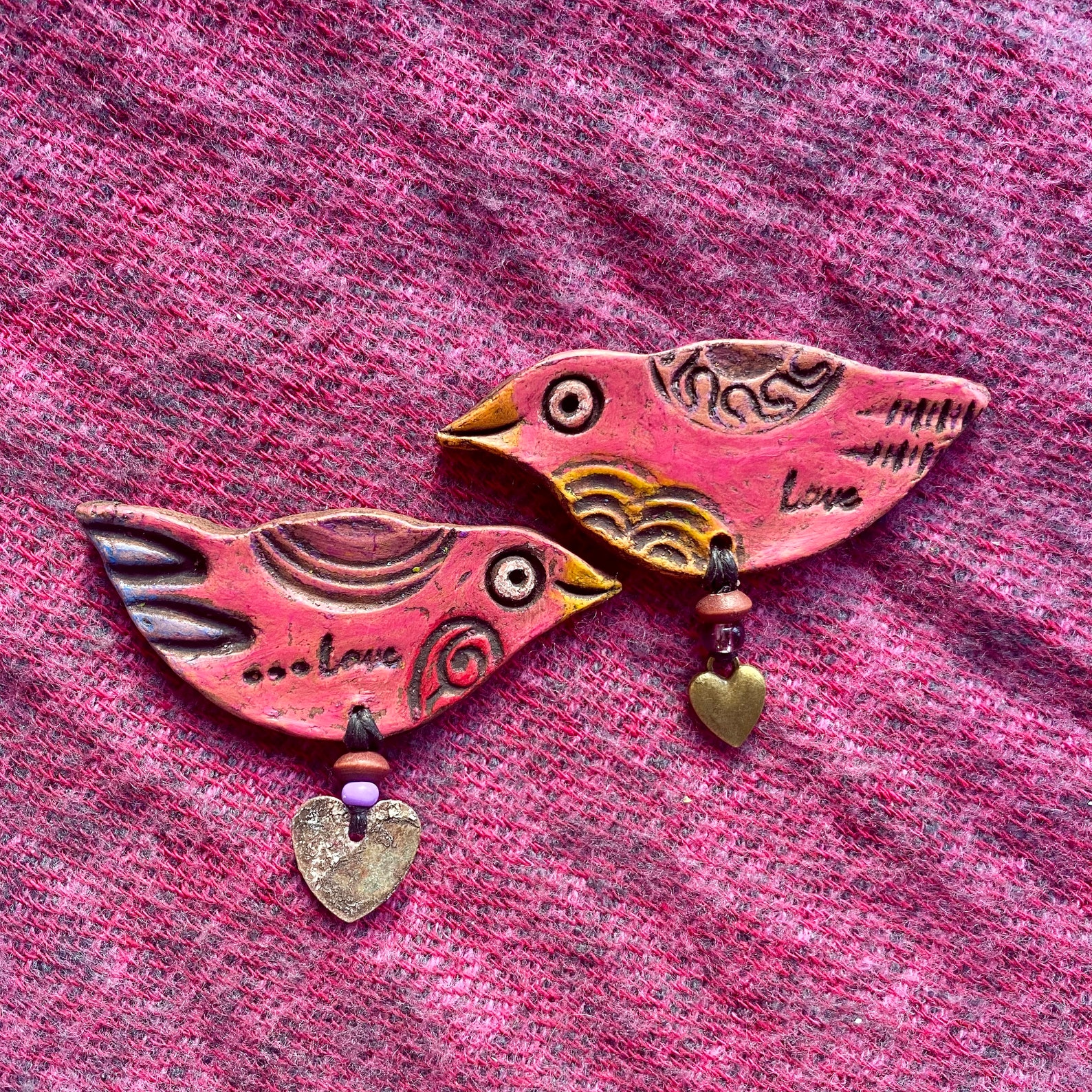 Bird Pin Happy Little Bird Pin With Antique Heart Charm - Etsy