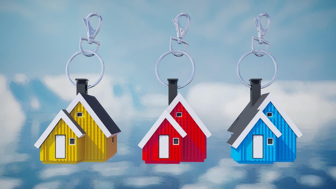 3 Greenland House Keychains - Yellow, Red and Blue - Etsy