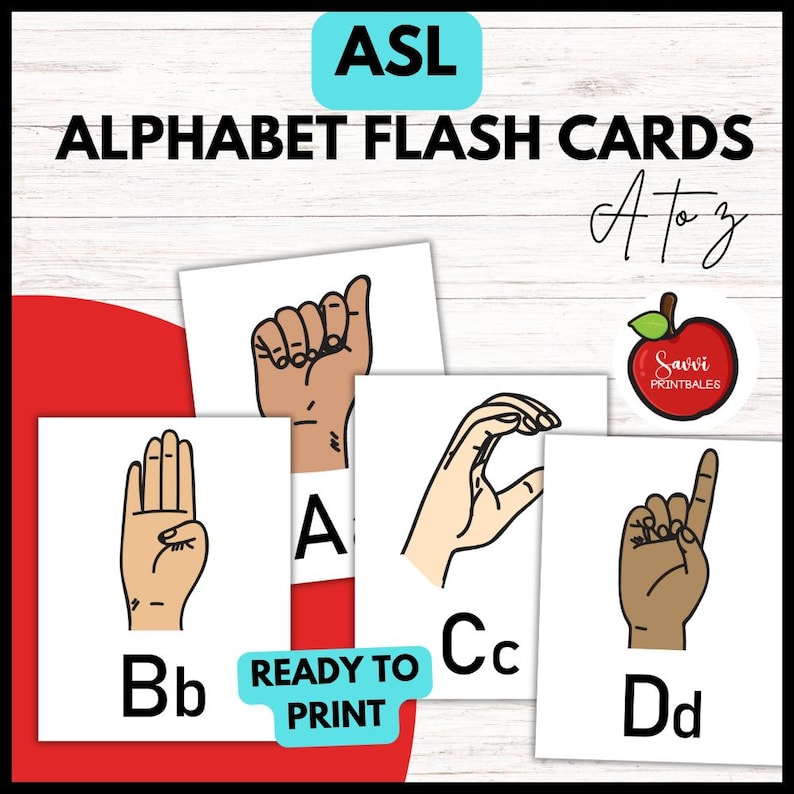 ASL Alphabet Flash Cards: American Sign Language Learning (PDF ...