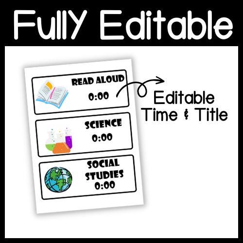 EDITABLE Visual Classroom Daily Schedule Cards With Time Back to School ...
