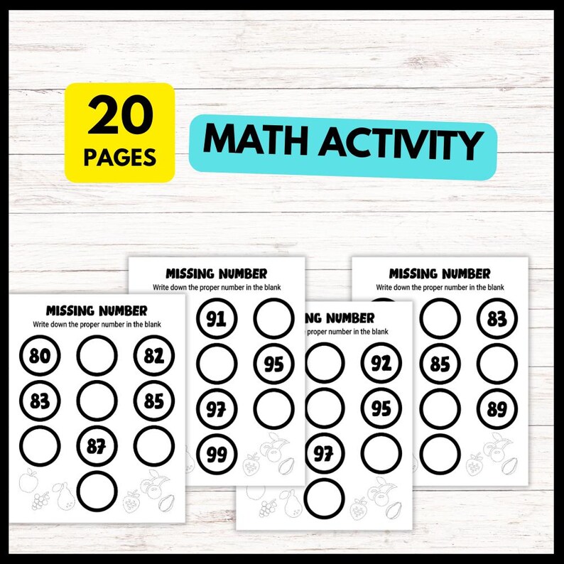 Number Missing Worksheets for Kids | Printable Math Activity Book | PDF ...