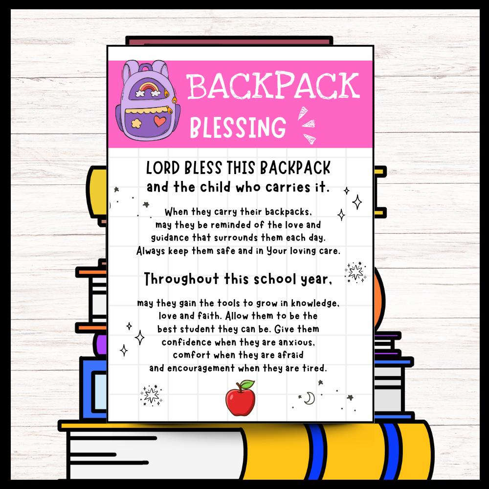 Backpack Blessing Gift Tags: Christian Prayer, Back to School (PDF ...