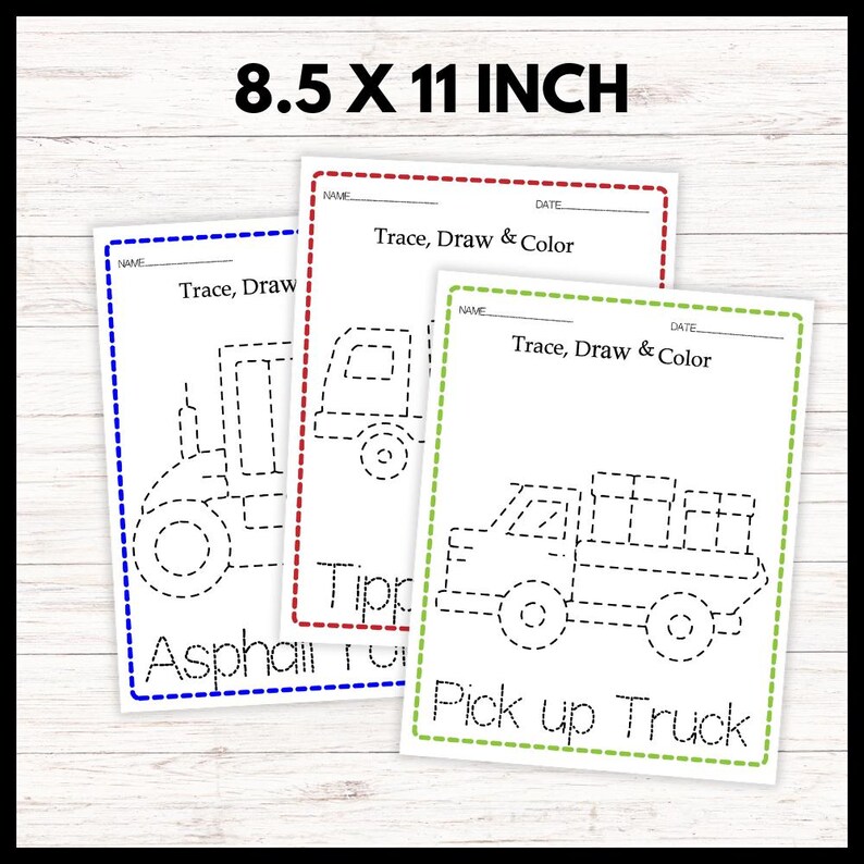 Construction Vehicles Tracing & Coloring Worksheets | Preschool ...