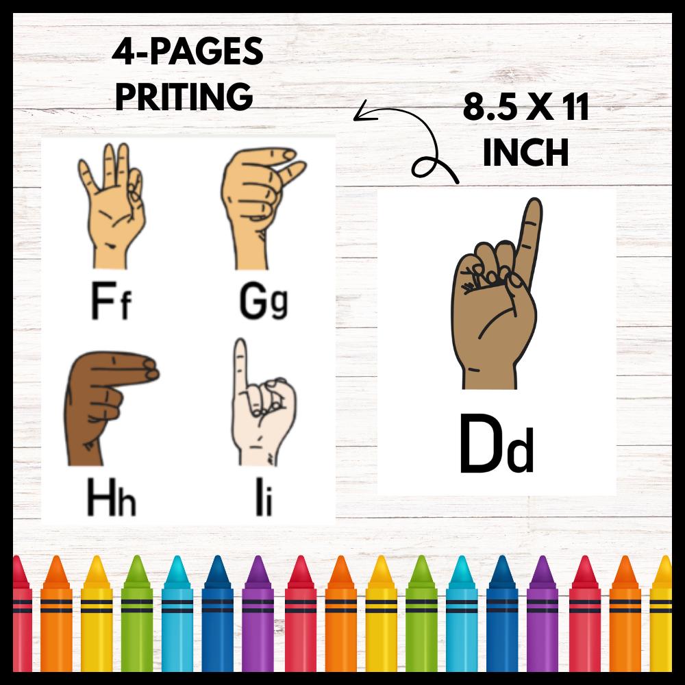ASL Alphabet Flash Cards: American Sign Language Learning (PDF ...