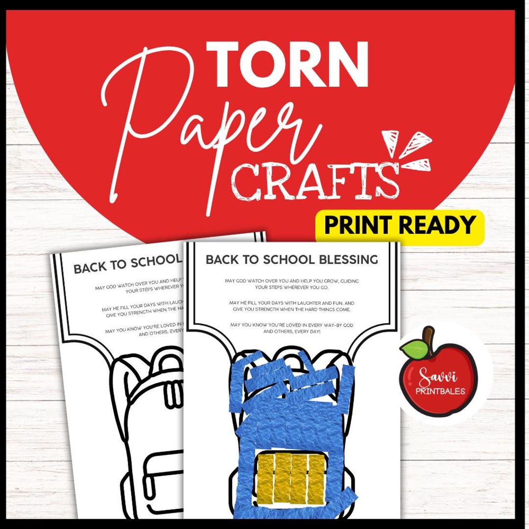 Backpack Blessing Craft: Torn Paper Christian Preschool Activity (PDF ...