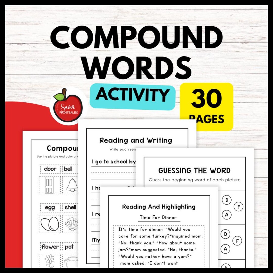 Compound Words Activity Book | Fun Printable Worksheets for Kids ...