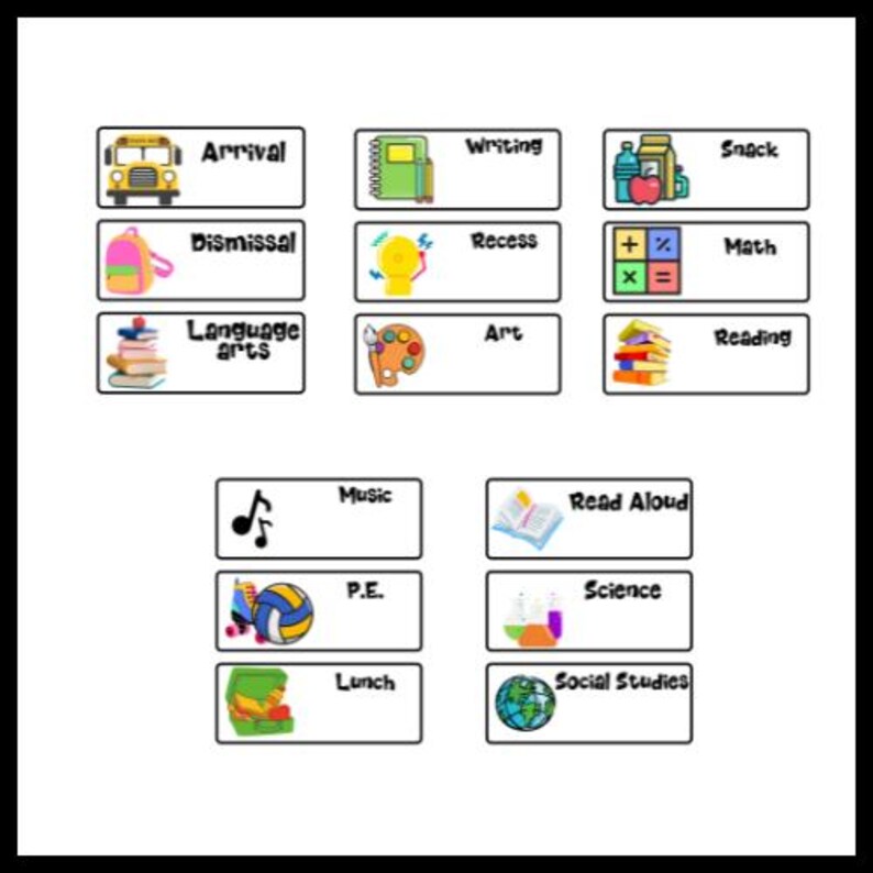 EDITABLE Visual Classroom Daily Schedule Cards With Time Back to School ...
