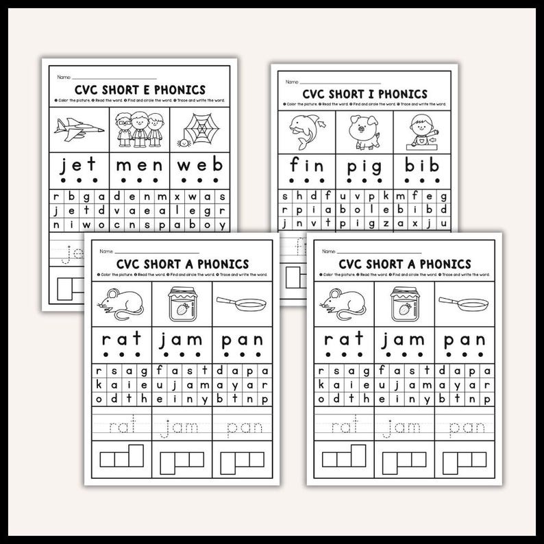 CVC Words Phonics Worksheets: Kindergarten & 1st Grade Literacy (PDF ...