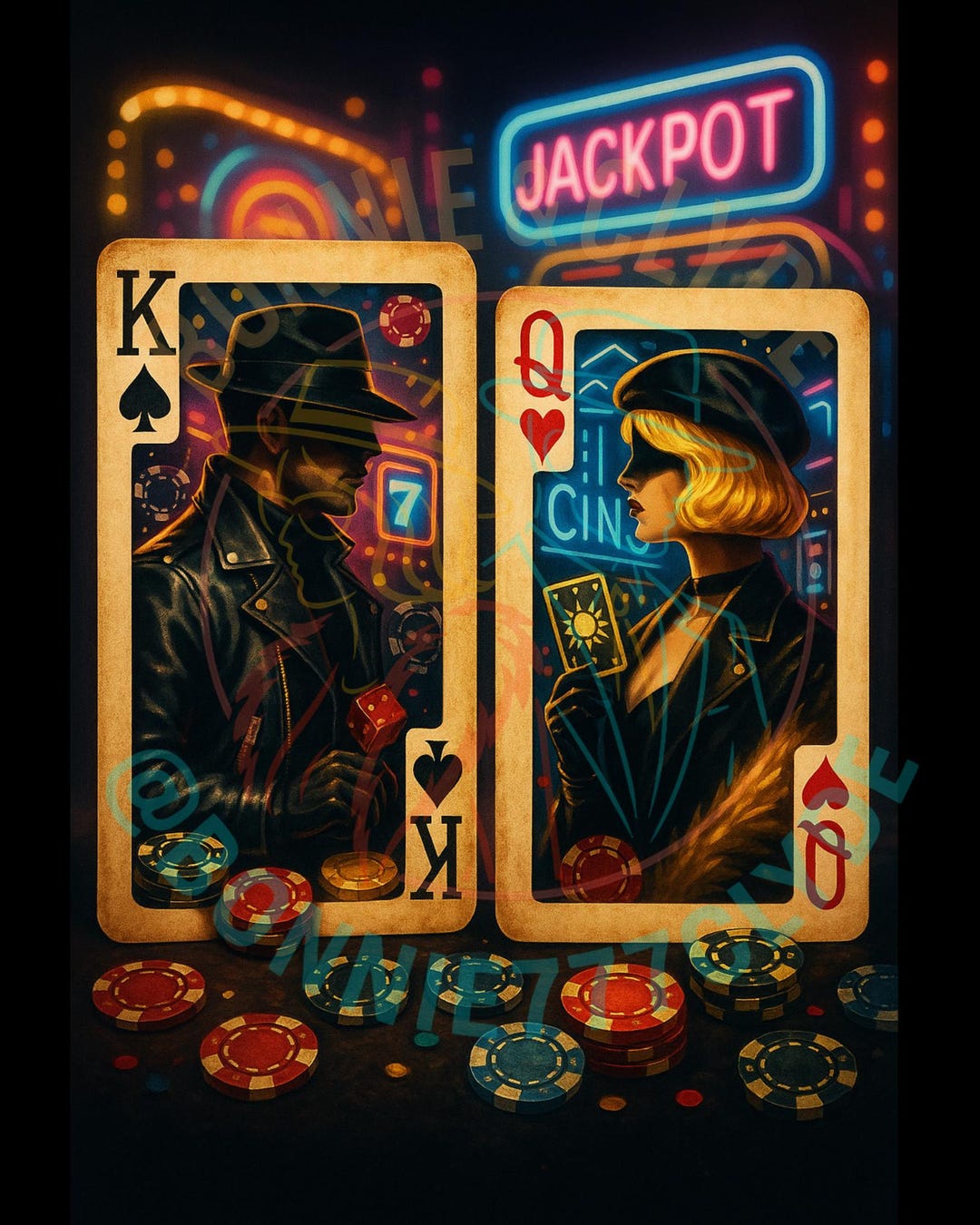 Bonnie and Clyde Casino Pop Art Print King & Queen Playing Cards ...