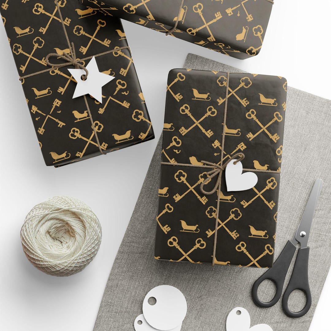 The Heist Club Wrapping Paper Set - Keys & Sleighs Pattern - Etsy