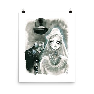 Constance Ghost Bride Haunted Mansion Watercolor Pin-up Spooky Art ...