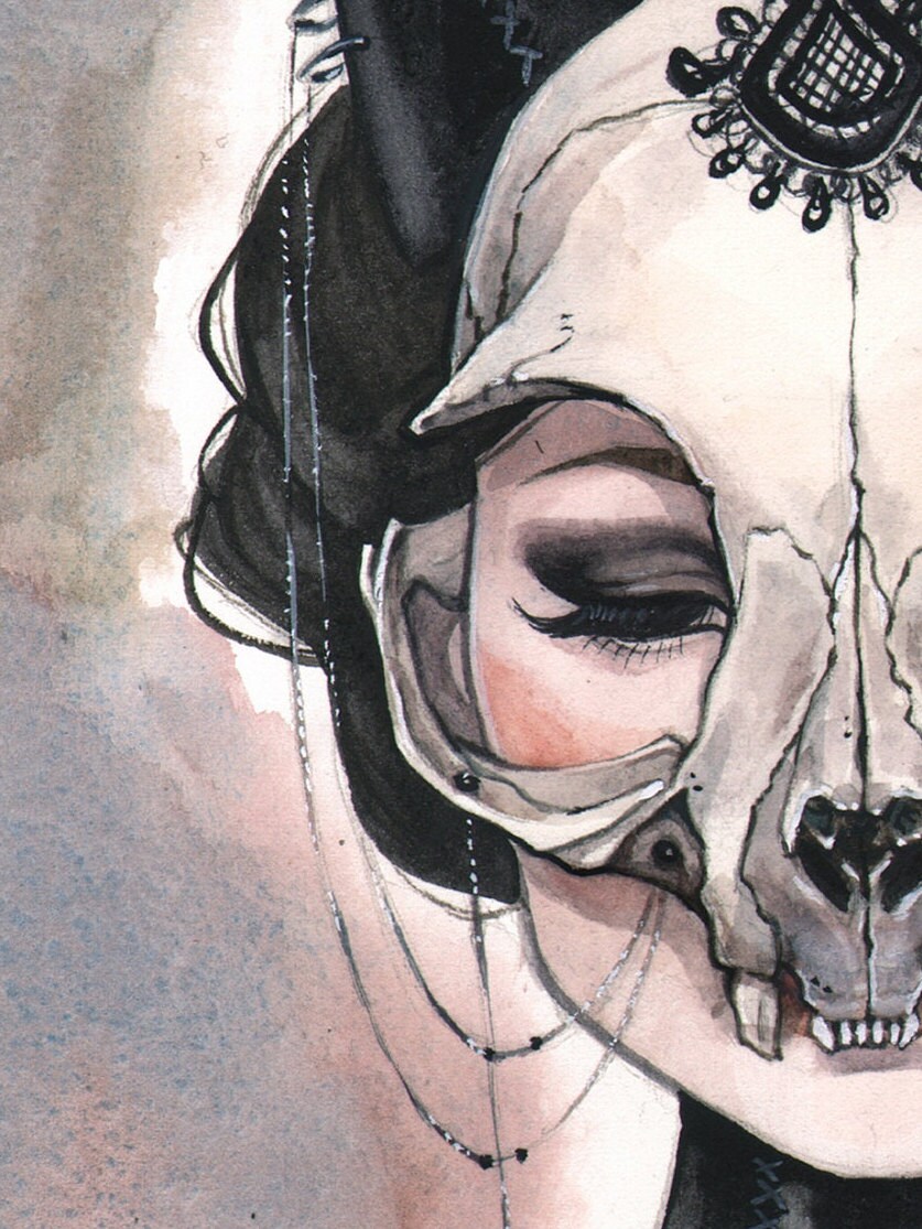 Black Cat Animal Skull Mask Goth Macabre Decor Witchy Erotic - Etsy