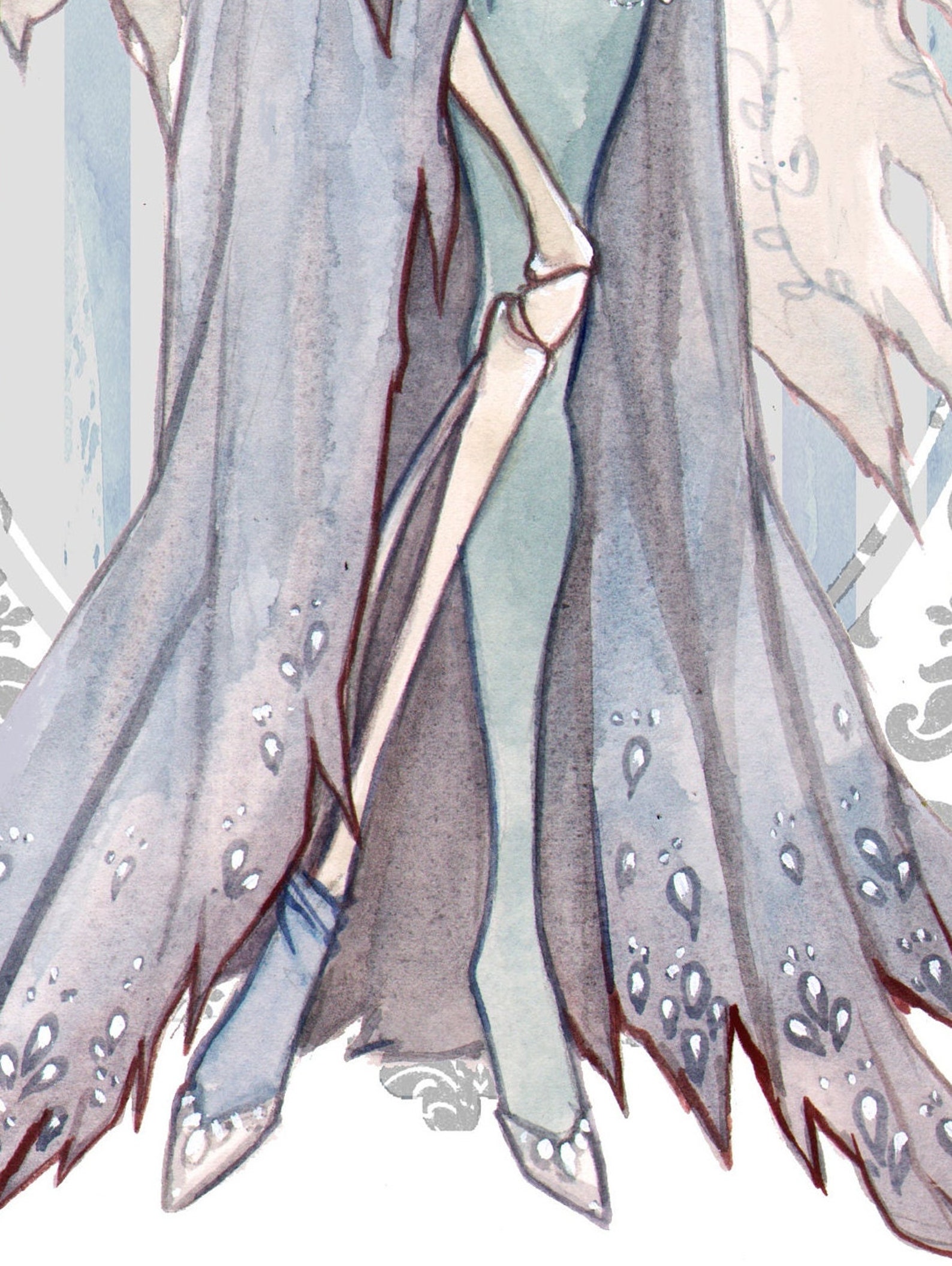 Pin up Boudoir Corpse Bride Zombie Watercolor Pin-up Print by ...