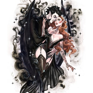 ACOTAR Feysand Fairytale Goth Macabre Decor Witchy Erotic Wall Art Poster Watercolor Sketch ...