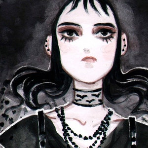Lydia Deetz Beetlejuice Spooky Gothic Wall Poster Watercolor Pinup ...