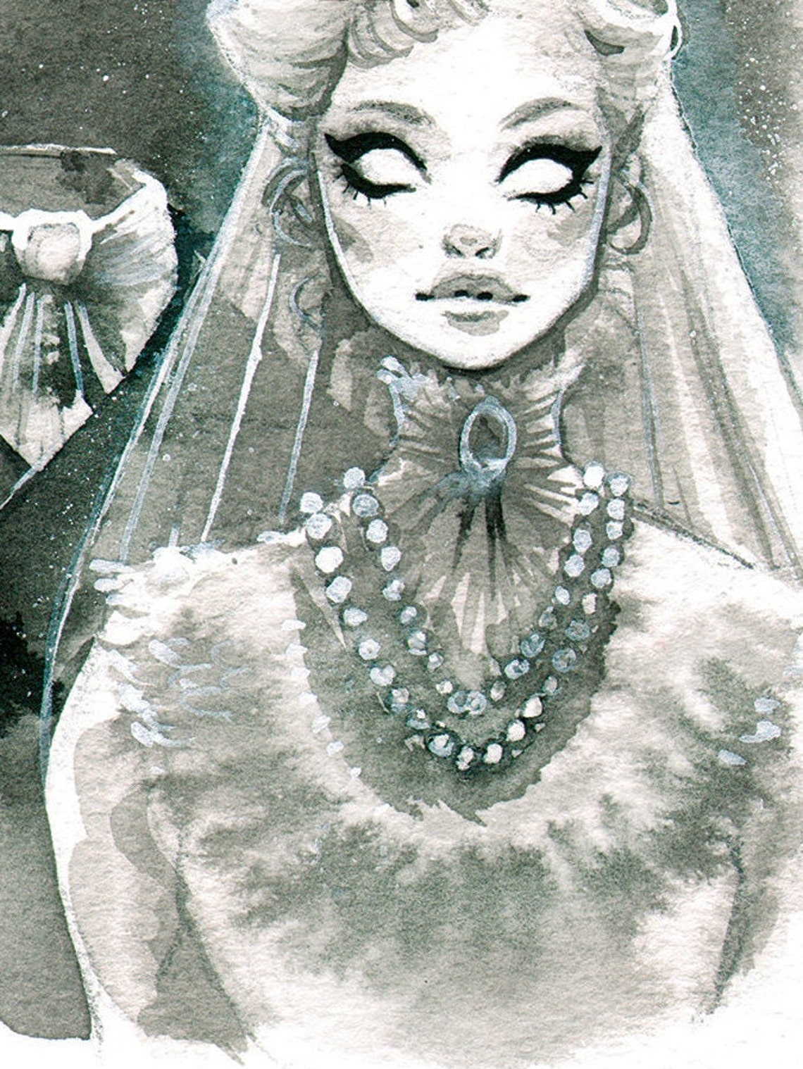 Constance Ghost Bride Haunted Mansion Watercolor Pin-up Spooky - Etsy