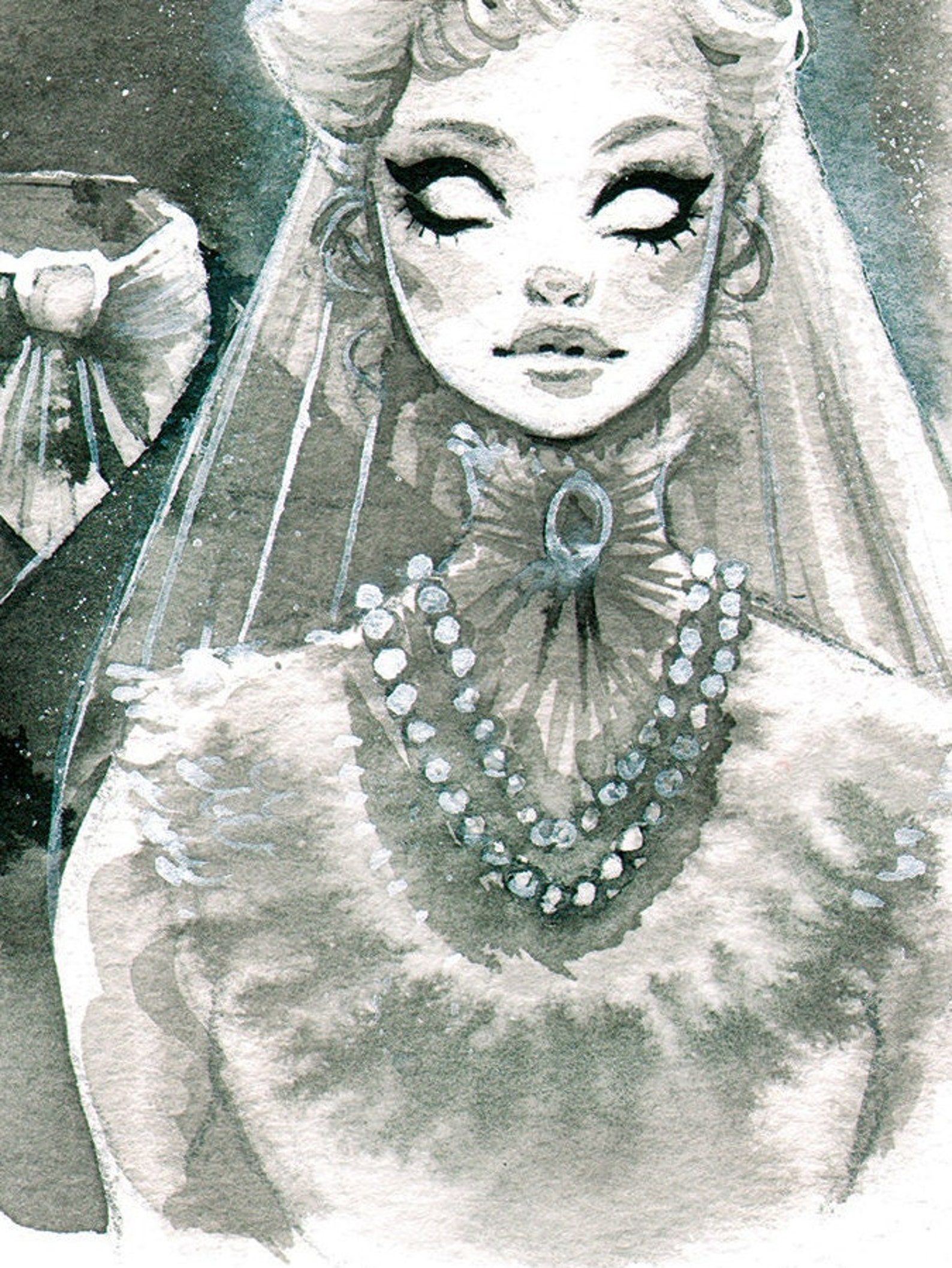 Constance Ghost Bride Haunted Mansion Watercolor Pin-up Spooky - Etsy