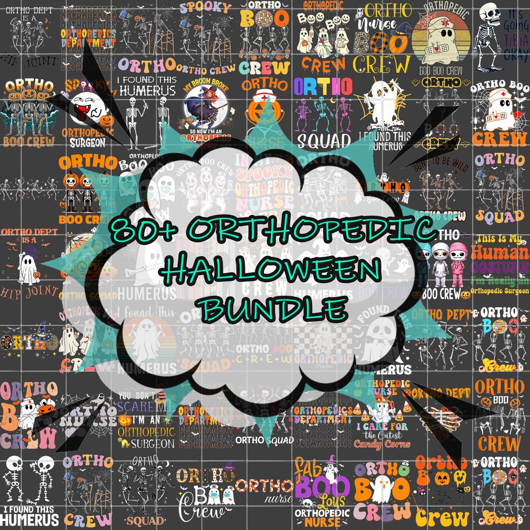 80+ Orthopedic Halloween PNG Bundle, Funny Medical Skeleton Nurse ...