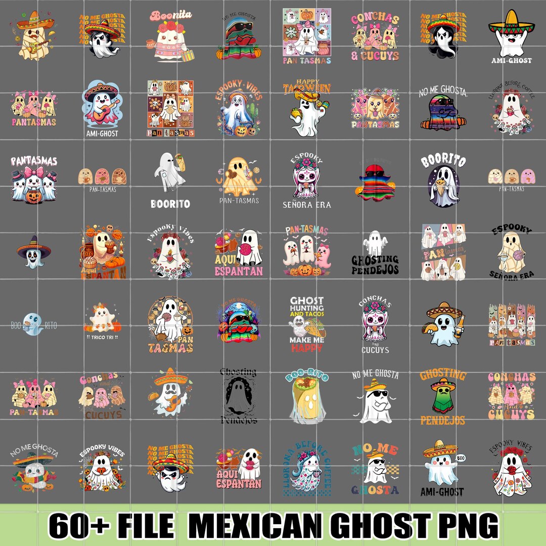 60+ Designs Mexican Ghost Png Bundle, Creepy Conchita Era Png, Conchas ...