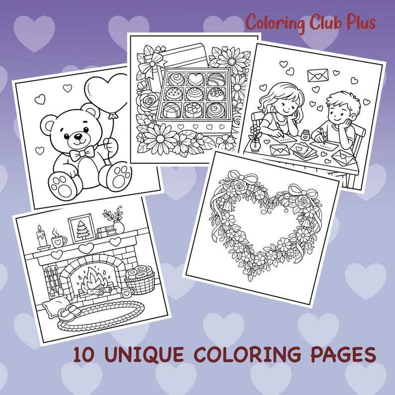 Valentine’s Day Coloring Pages for Adults 2 (printable, 10 Pages) - Etsy