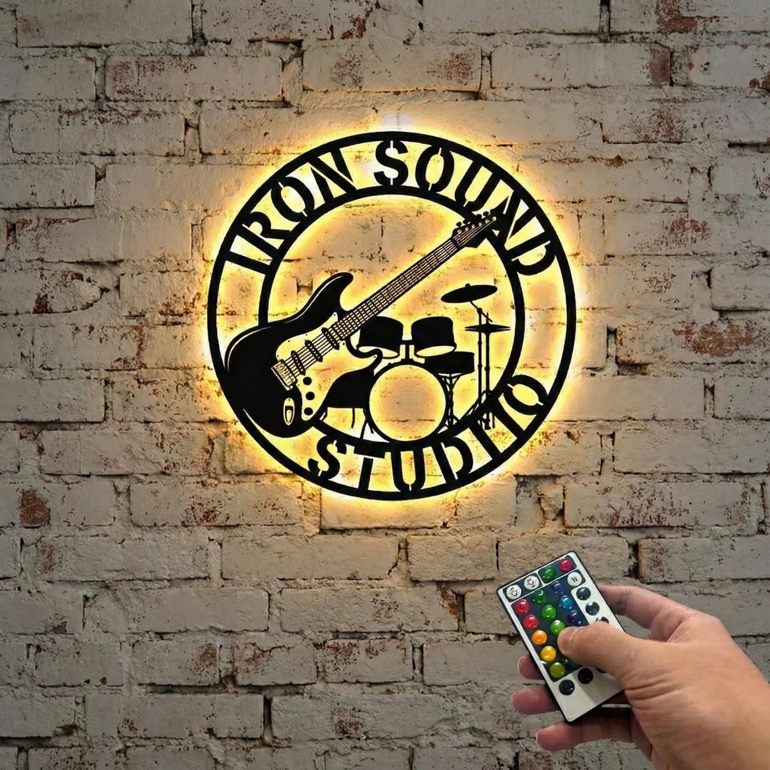 Personalized Musical Instruments Metal Wall Art With Led Lights, Custom ...