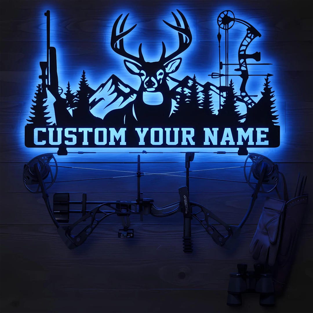 Personalized Hunting Bow Holder,rustic Bow Hanger Plaque,deer Theme ...
