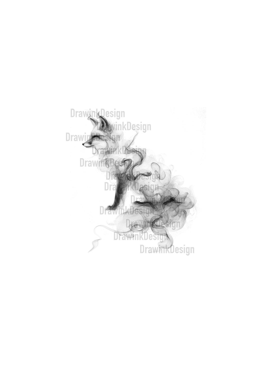 Smoky Fox Tattoo Design – Mystical Black and White Smoke Art - Etsy