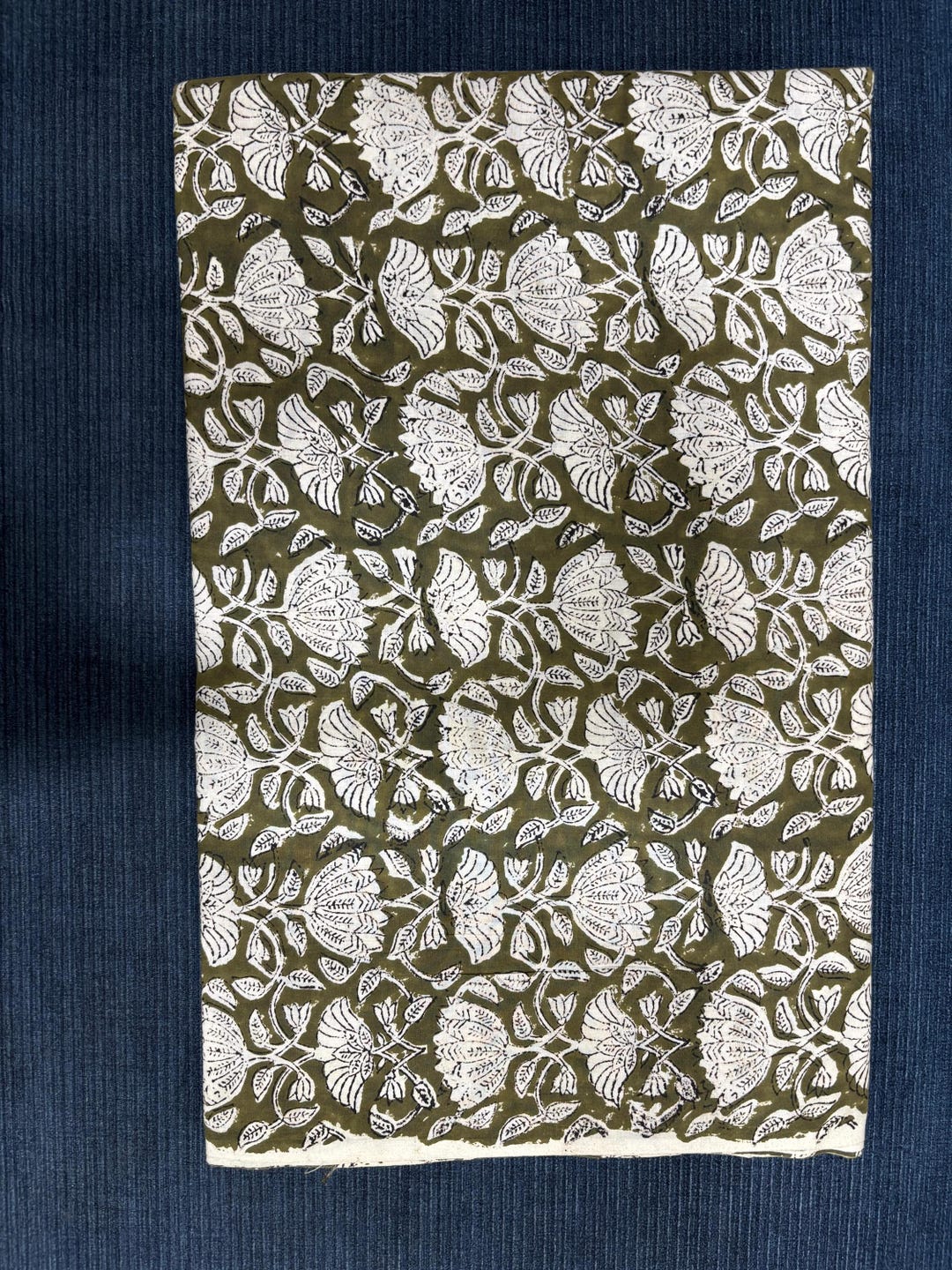 Floral Cotton Block Print Fabric, Olive Green Indian Sewing Fabric - Etsy